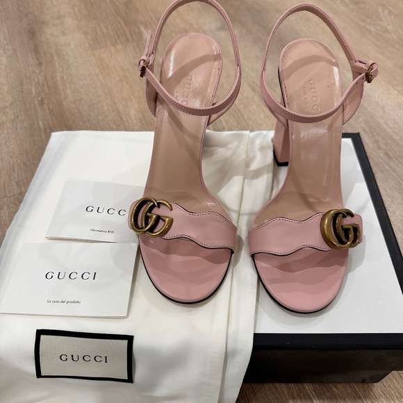 Gucci | Shoes | Gucci Gg Marmont Block Heel Sandal In Perfect Pink 65 ...